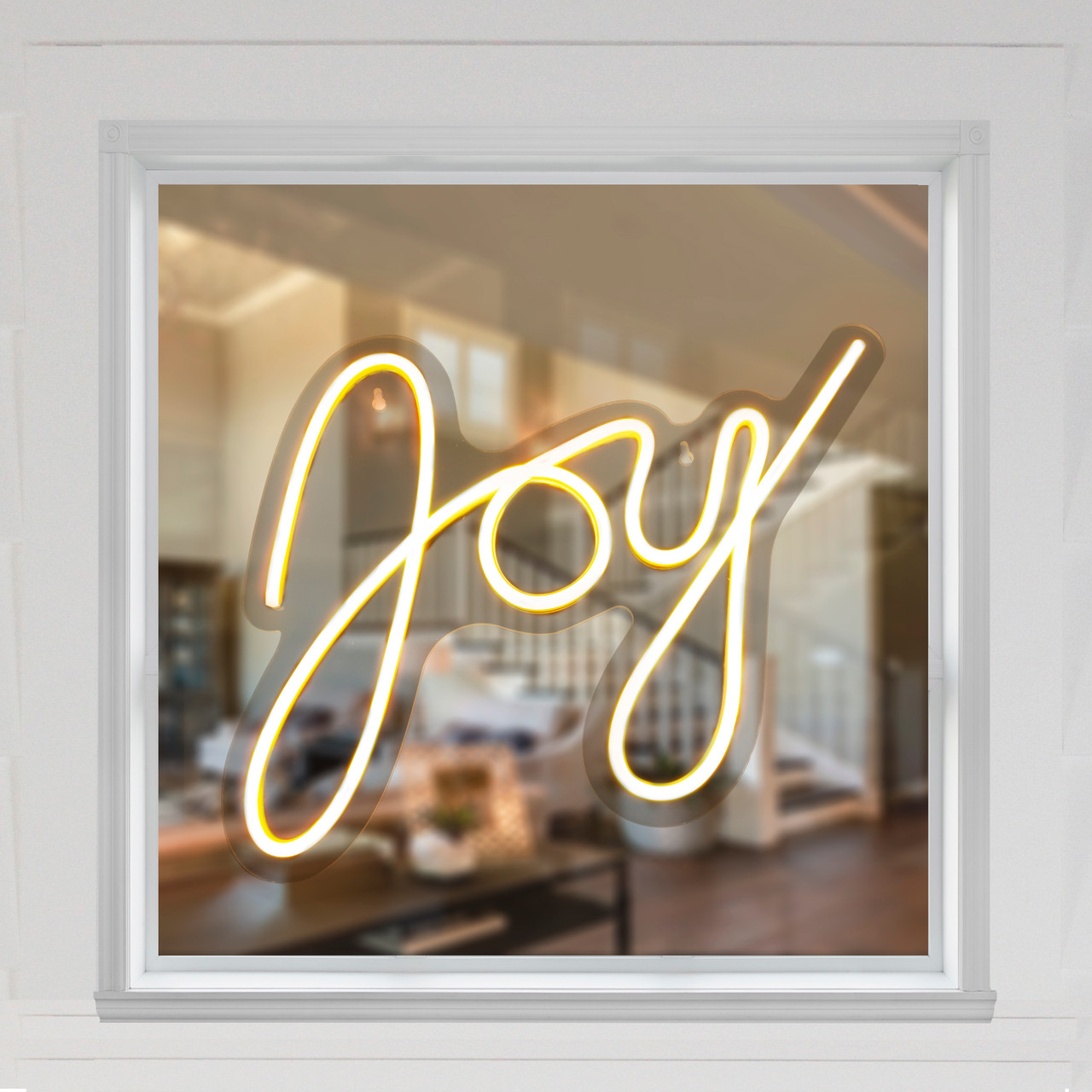 12" White LED Lighted "Joy" Neon Style Christmas Sign | Christmas Central