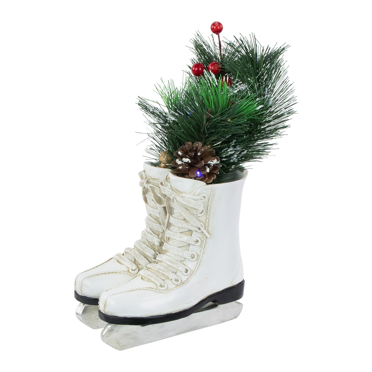 LED Lighted Ice Skates with Floral Arrangement Christmas Decoration ...