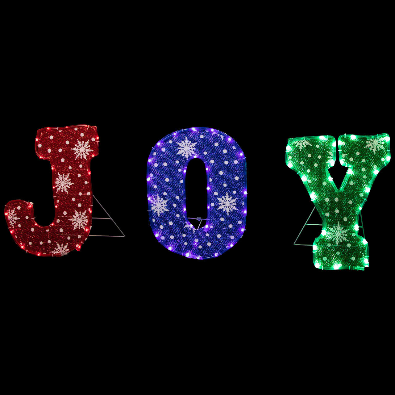 14" LED Lighted Traditional Colored 'Joy' Outdoor Christmas Decoration ...