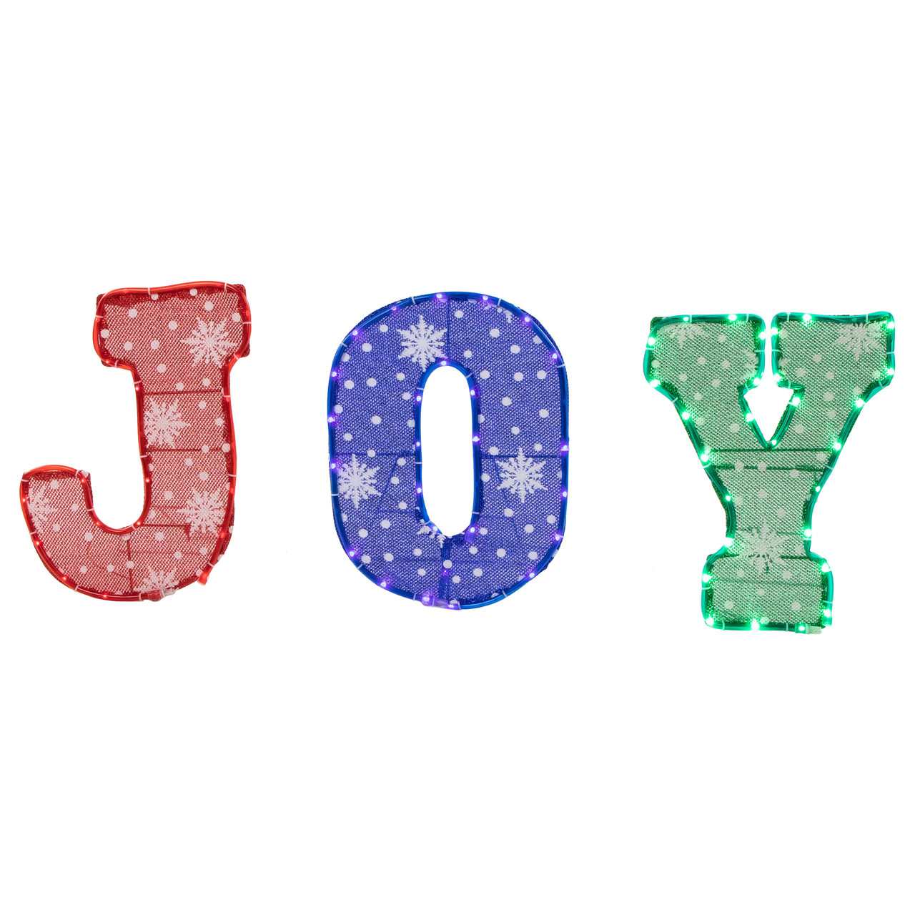 14" LED Lighted Traditional Colored 'Joy' Outdoor Christmas Decoration ...