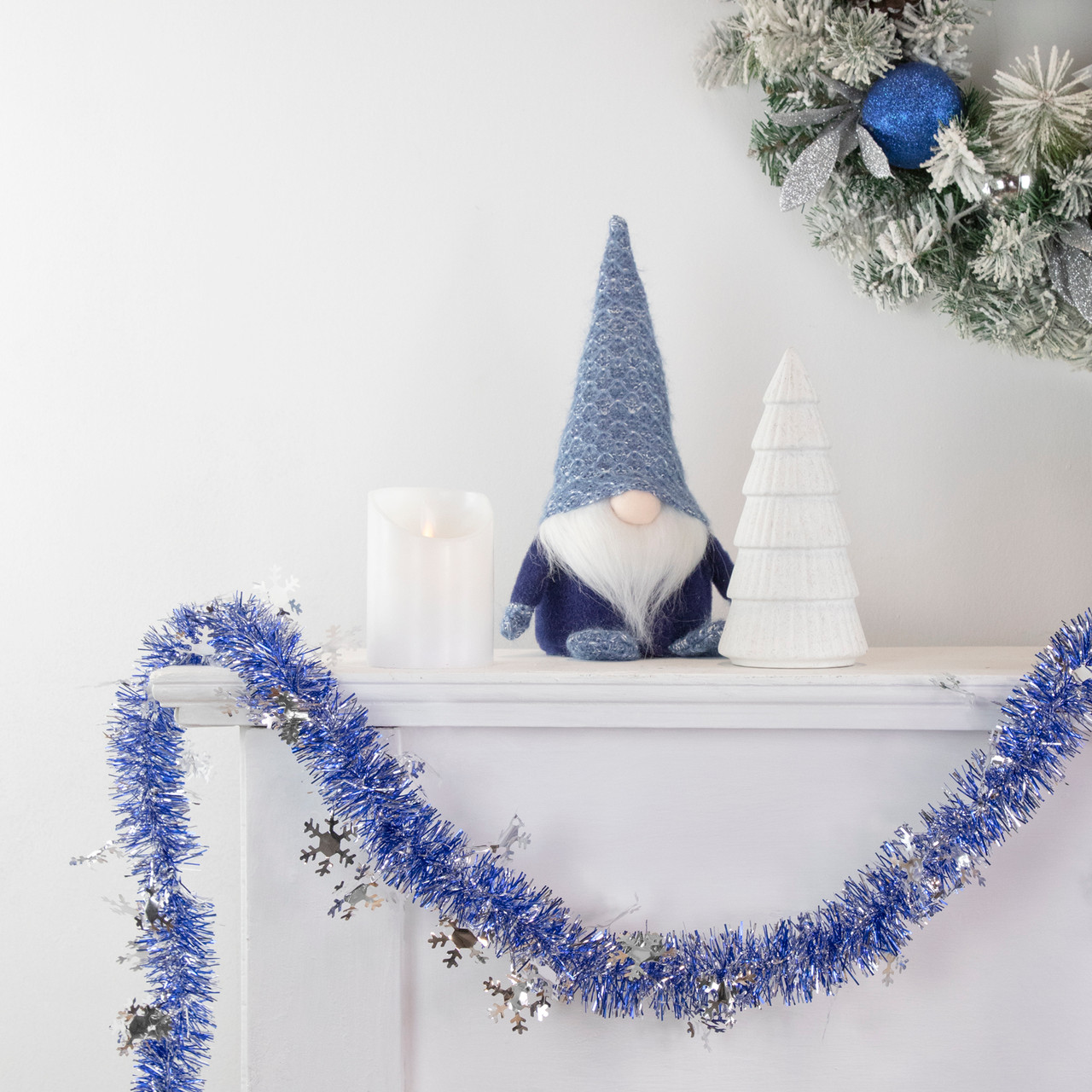 Commercial Christmas Tinsel Snowflake Garland - 50' x 2" - Royal Blue ...
