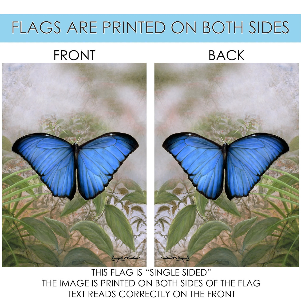 Blue Morpho Butterfly Outdoor Garden Flag 18" x 12.5" | Christmas Central
