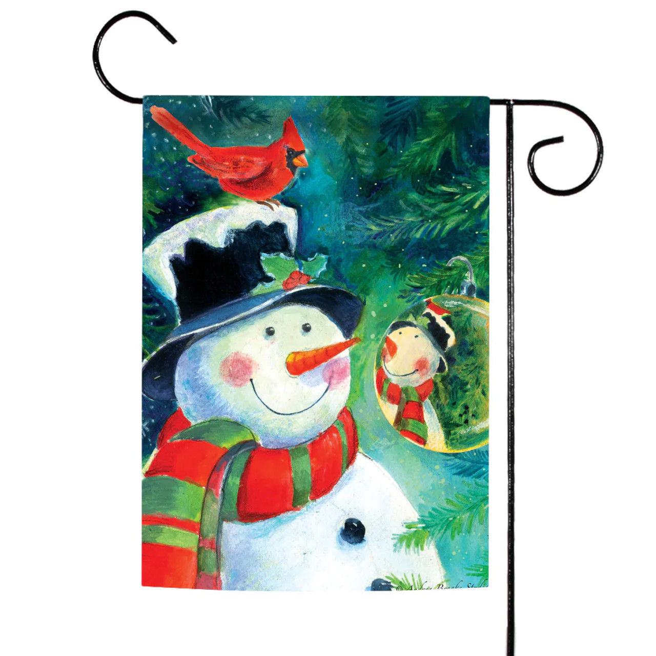 Christmas Snowman Reflection Outdoor Garden Flag 18" x 12.5 ...