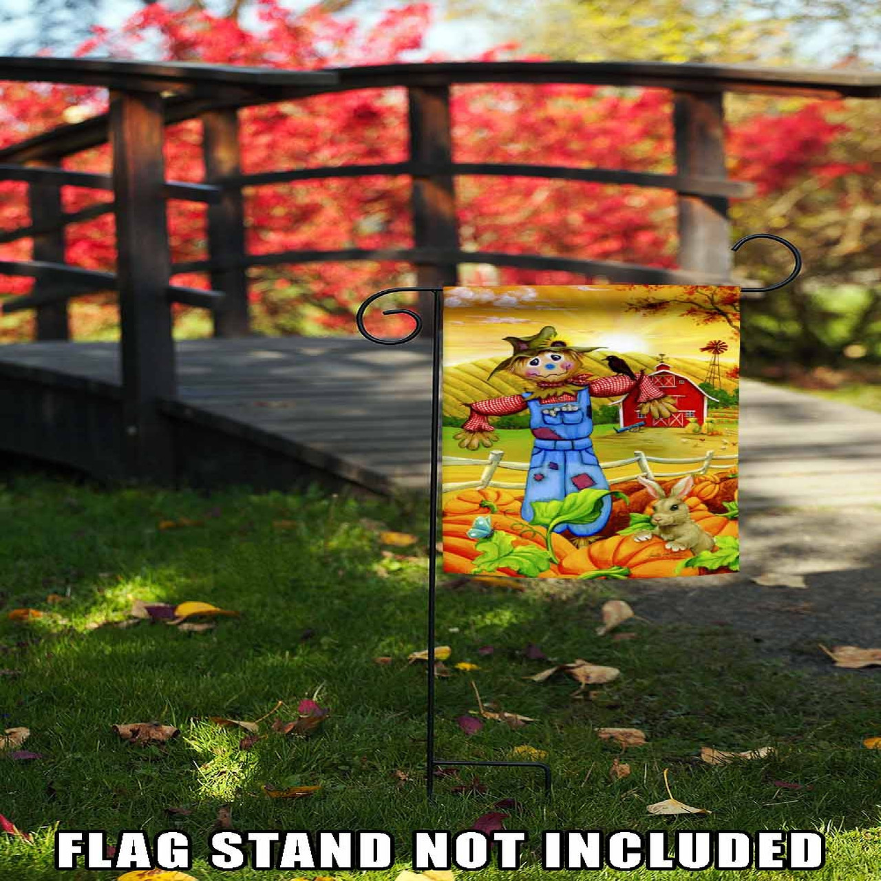 Scarecrow & Rabbit Fall Harvest Outdoor Garden Flag 18" x 12.5 ...