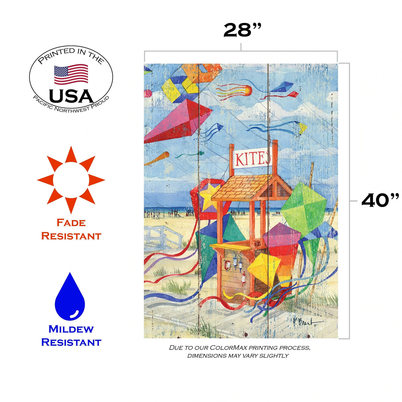 Seaside Kite Stand Outdoor House Flag 40" x 28" | Christmas Central