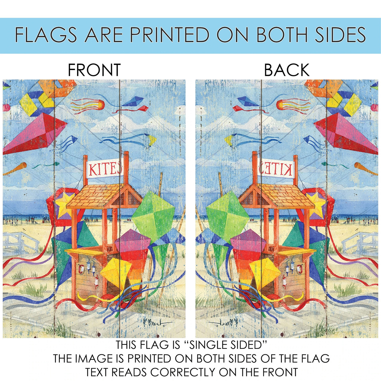 Seaside Kite Stand Outdoor House Flag 40" x 28" | Christmas Central