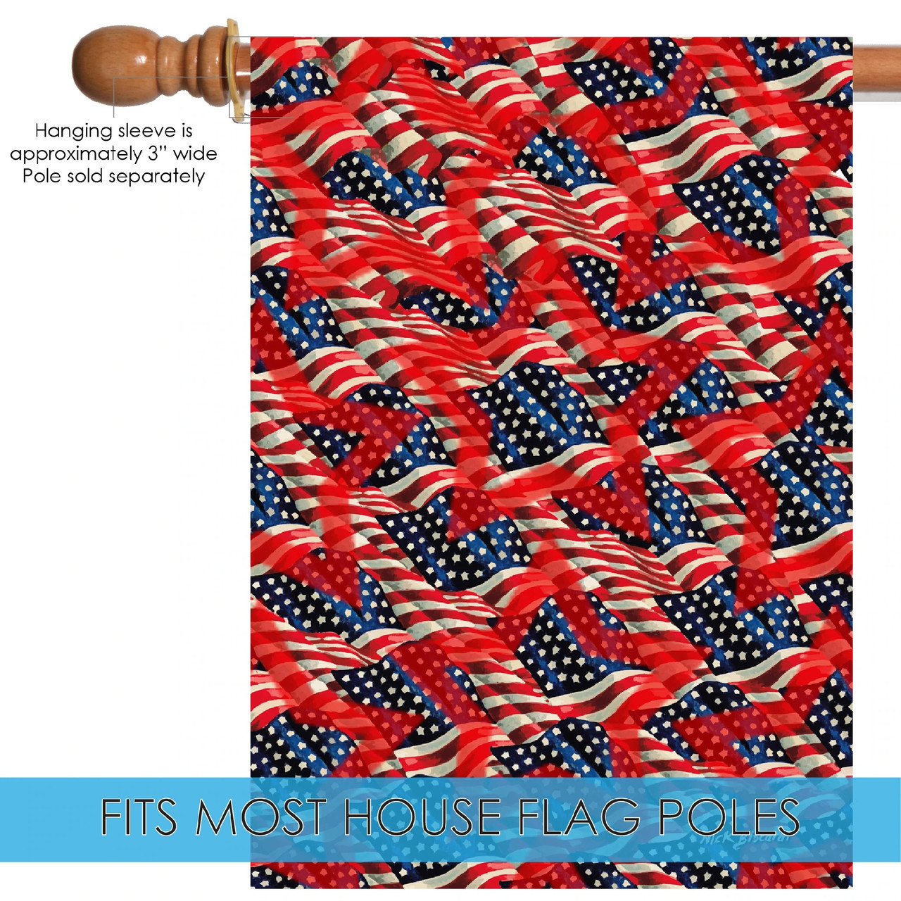 American Flags Collage Patriotic Fade-Resistant Outdoor Flag - 40" x 28 ...