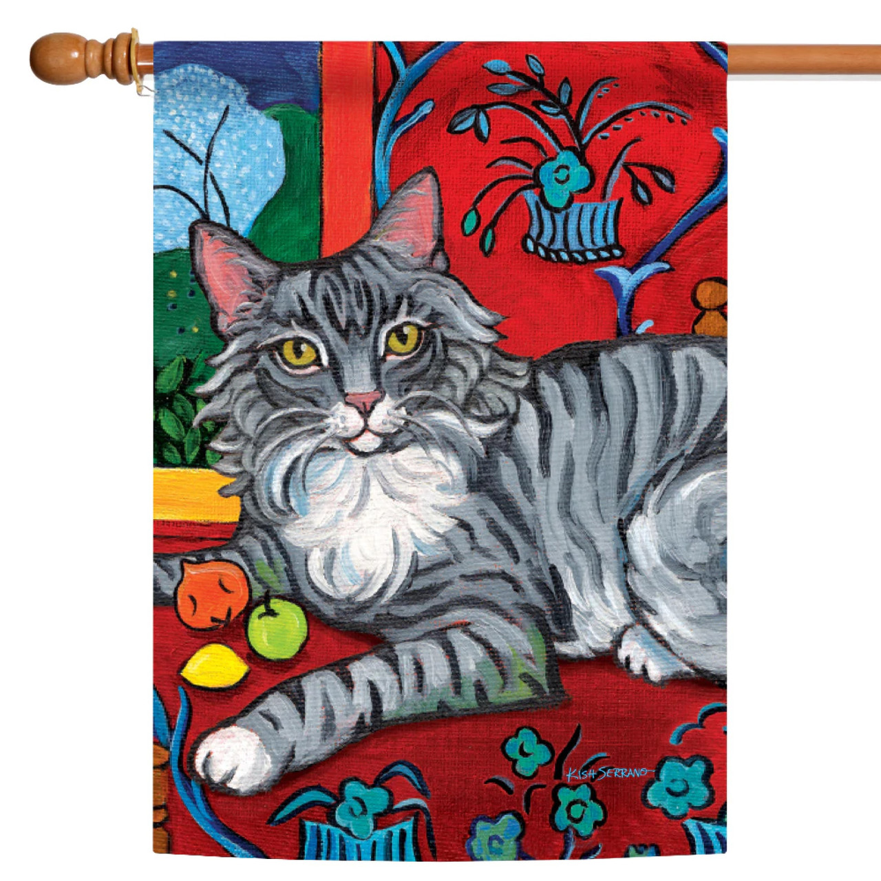 Long Haired Cat Outdoor House Flag 40' x 28" | Christmas Central
