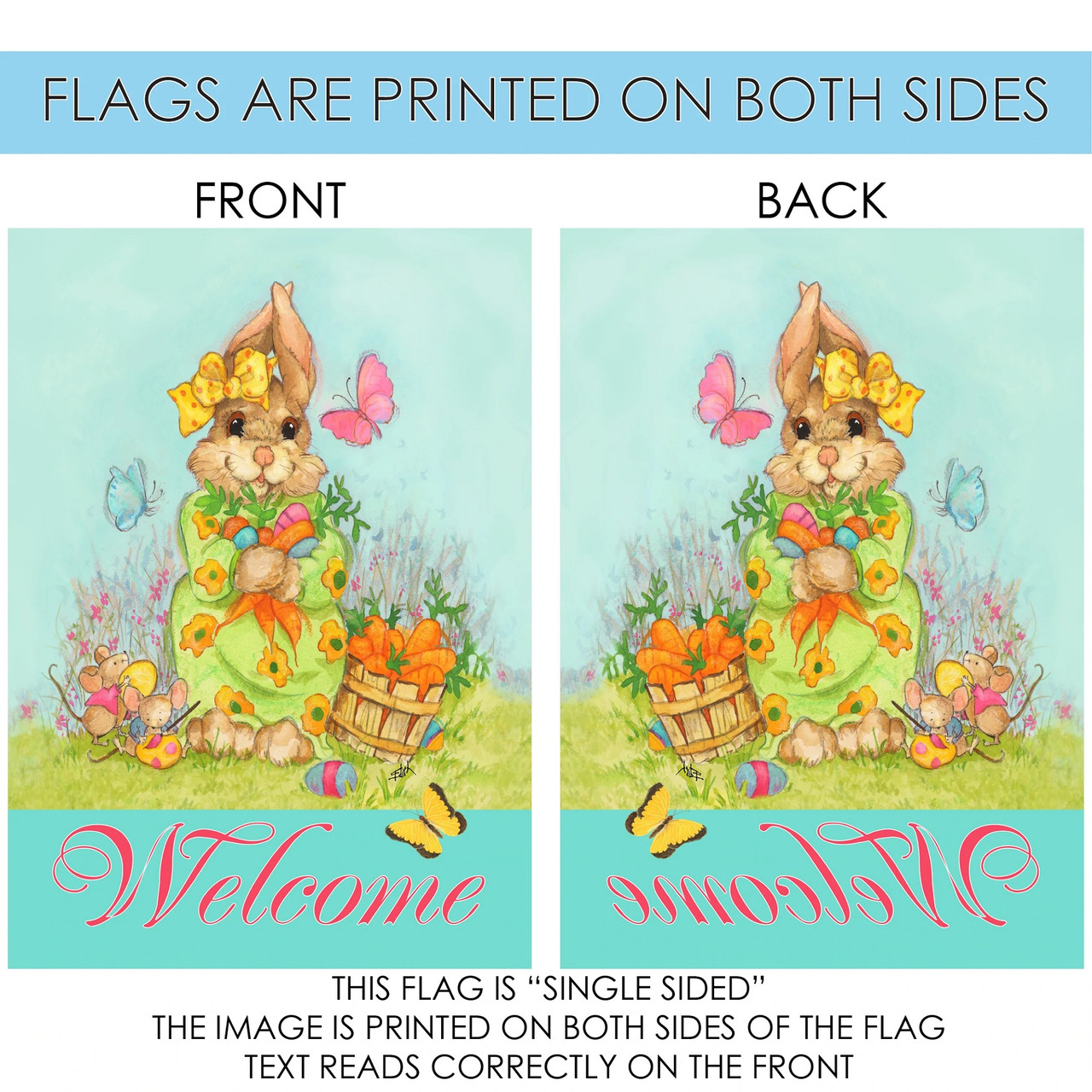Easter Bounty 'Welcome' Outdoor House Flag 40" x 28" | Christmas Central