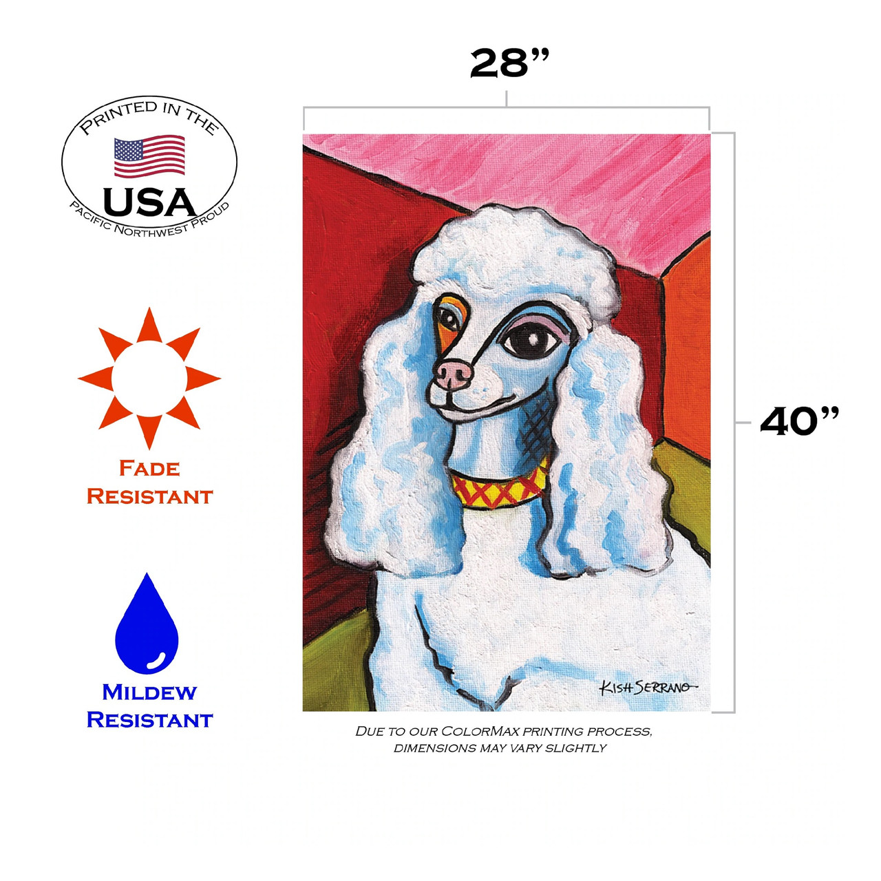 Pawcasso Poodle Outdoor House Flag 40" x 28" | Christmas Central