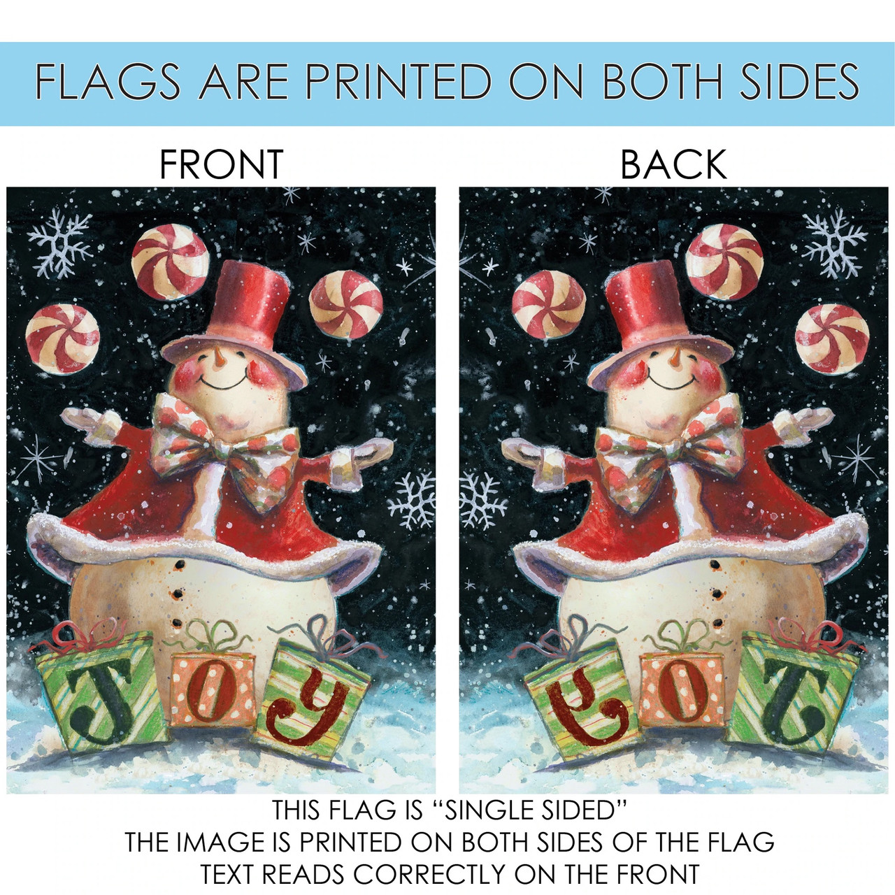 Decorative Winter Christmas Joy Outdoor House Flag 40" x 28 ...