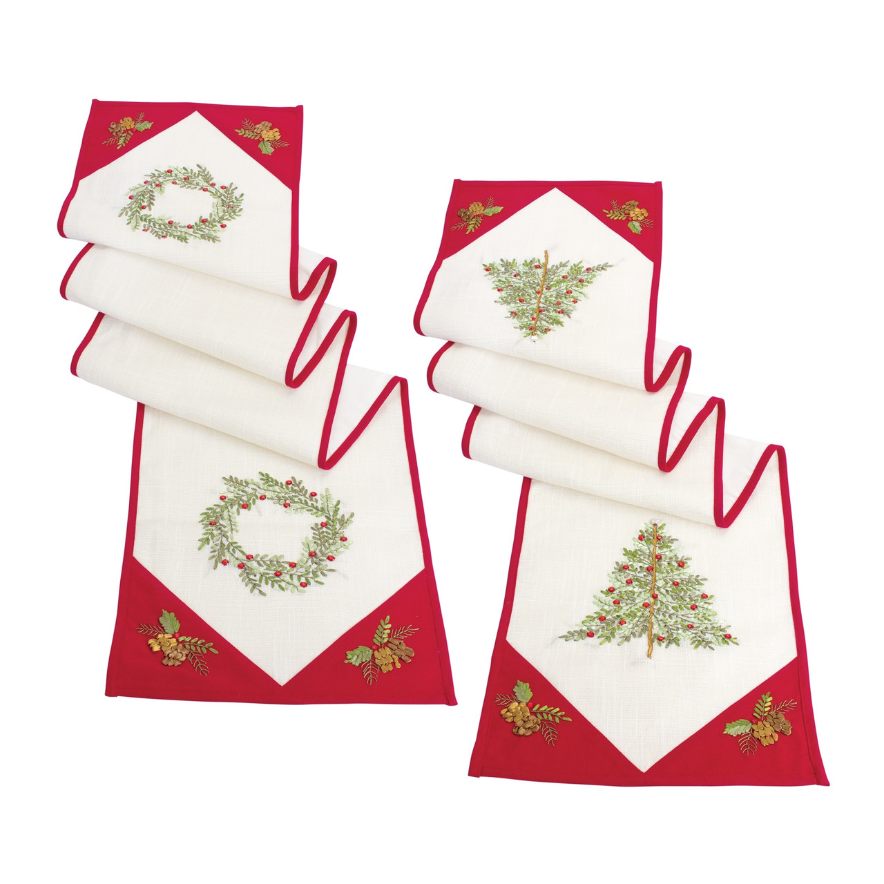 72" Tree & Wreath Christmas Table Runner | Christmas Central