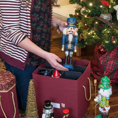 14" Burgundy & Gold Holiday Collectibles Storage Box | Christmas Central