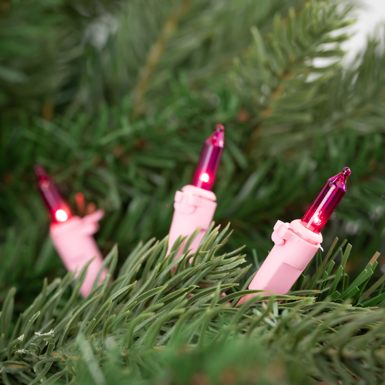 100ct Pink Mini Christmas Light Set, 20ft Pink Wire | Christmas Central