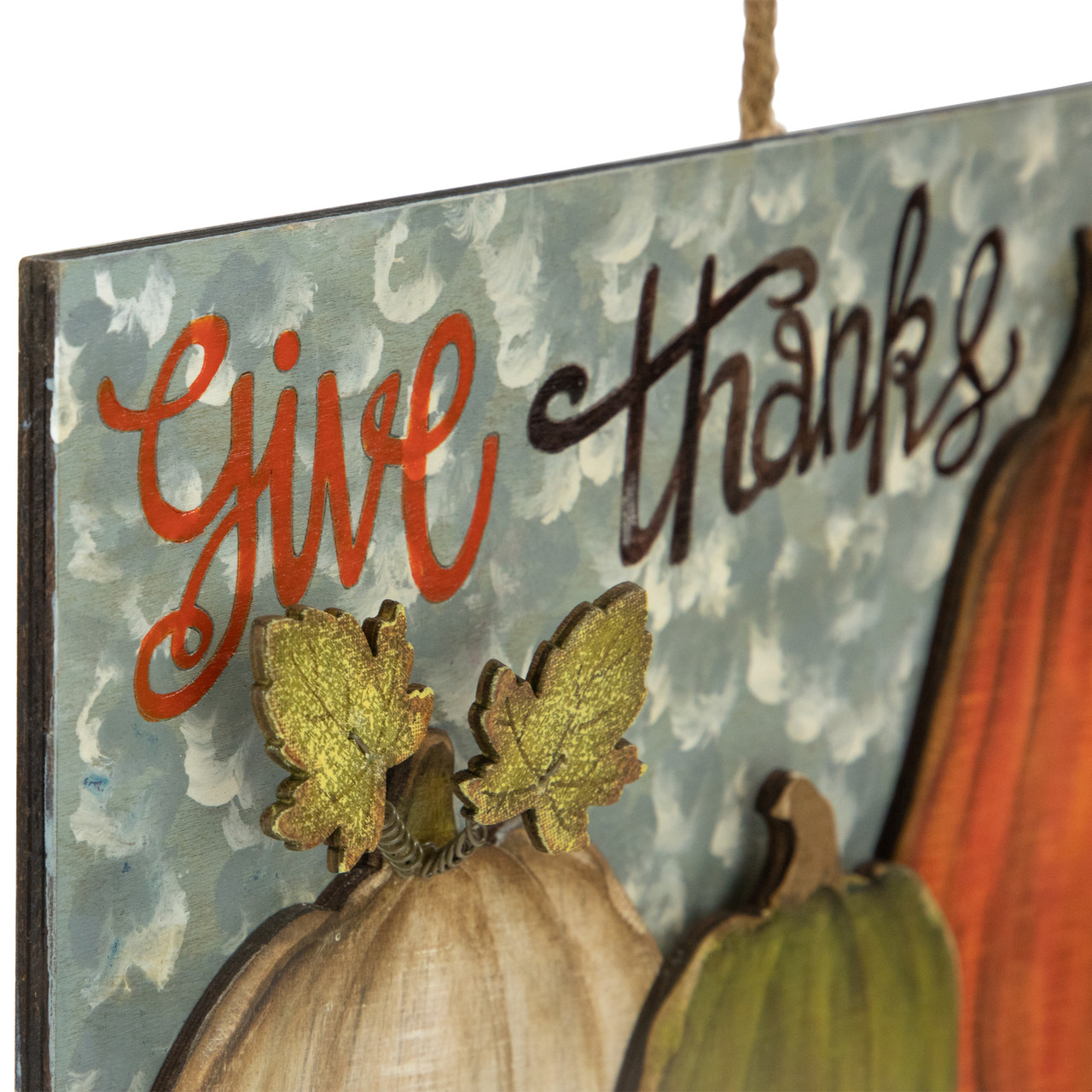 16.5" "Give Thanks" Fall Harvest Pumpkin Wall Sign | Christmas Central
