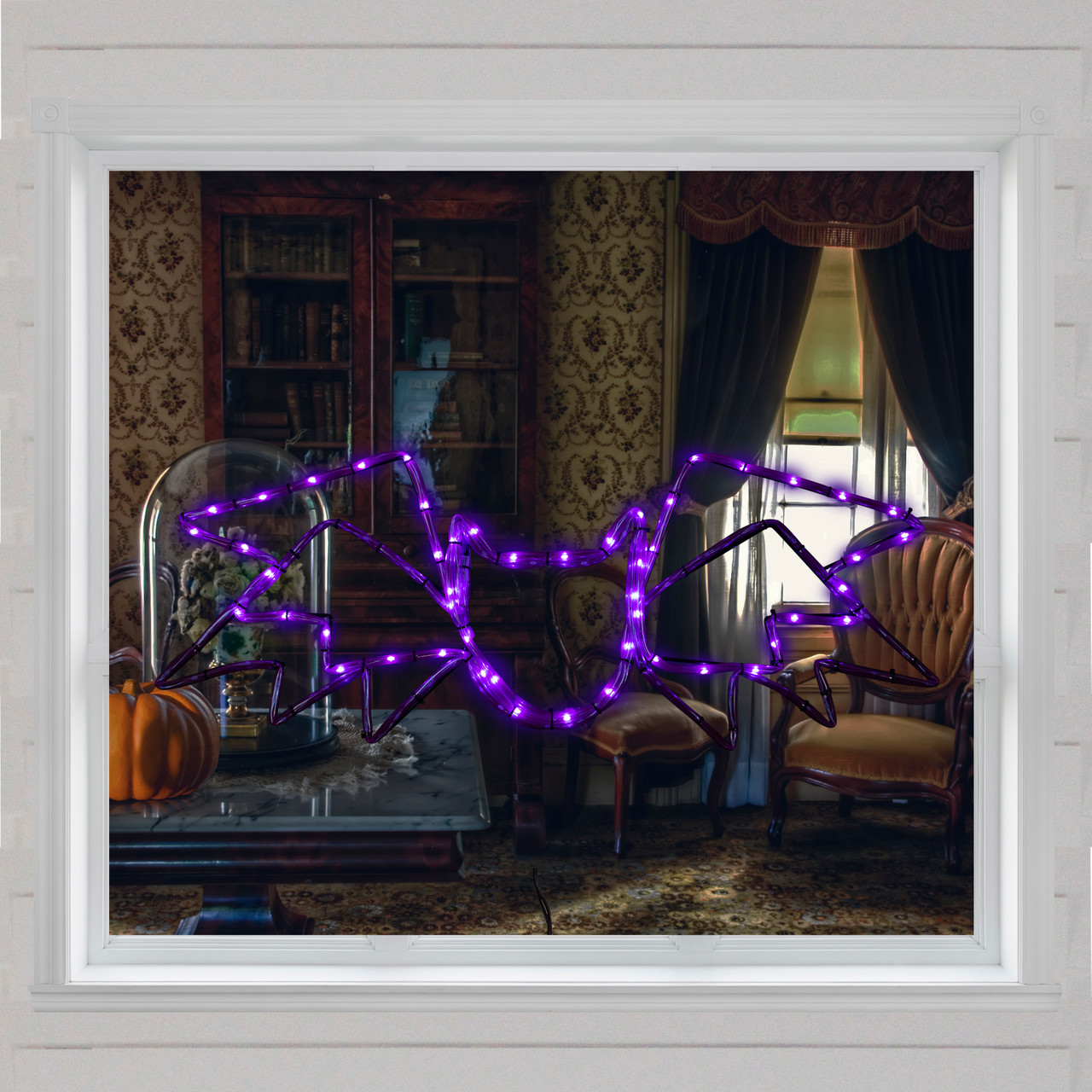 23.5" LED Lighted Purple Bat 4 Function Halloween Window Silhouette ...