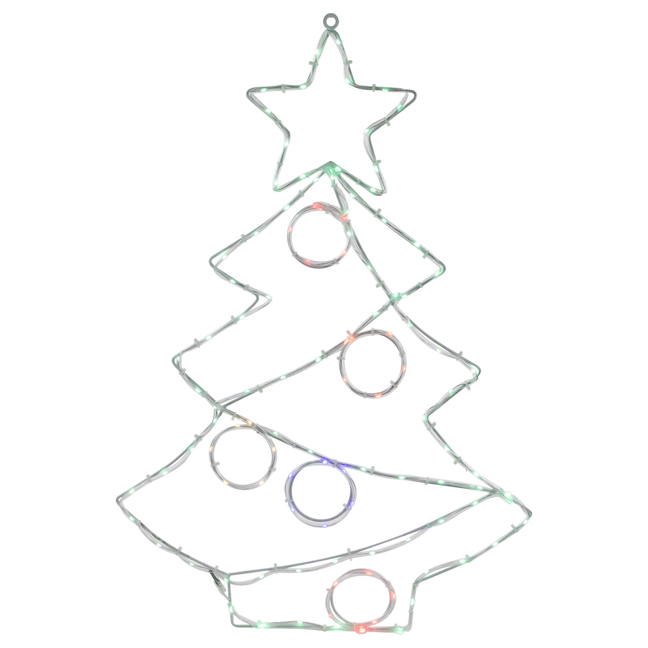 28" LED Lighted Christmas Tree with Ornaments Window Silhouette ...