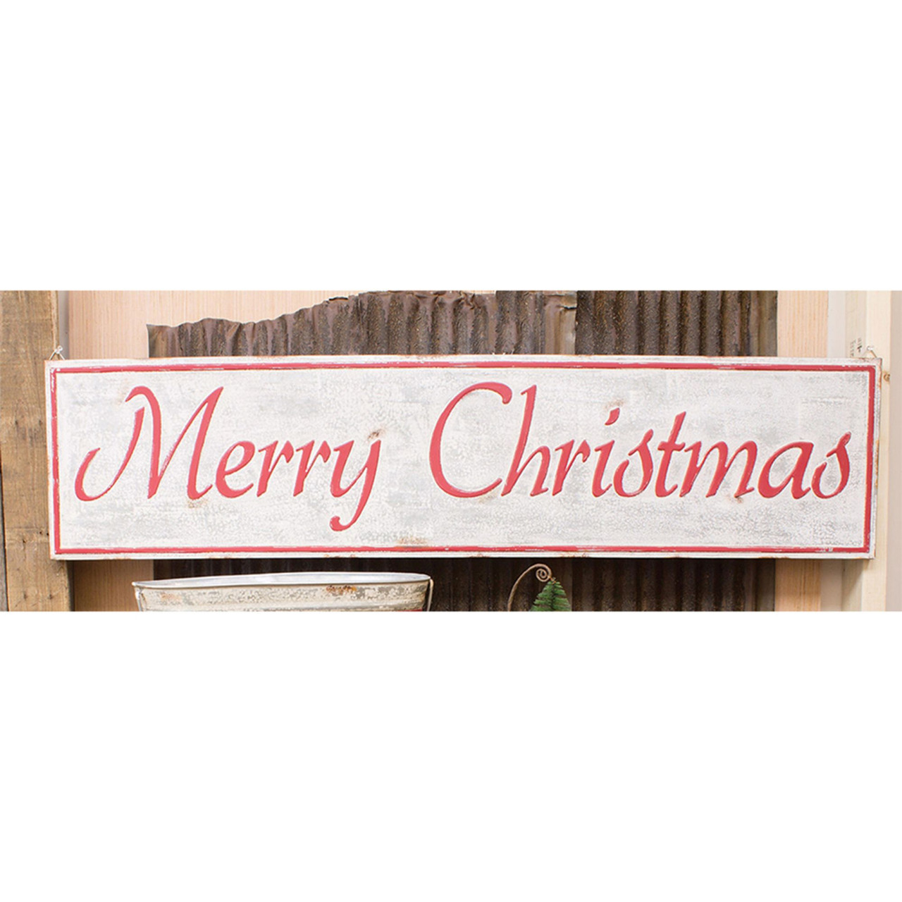 50" White Rectangular Sign with Merry Christmas Design | Christmas Central