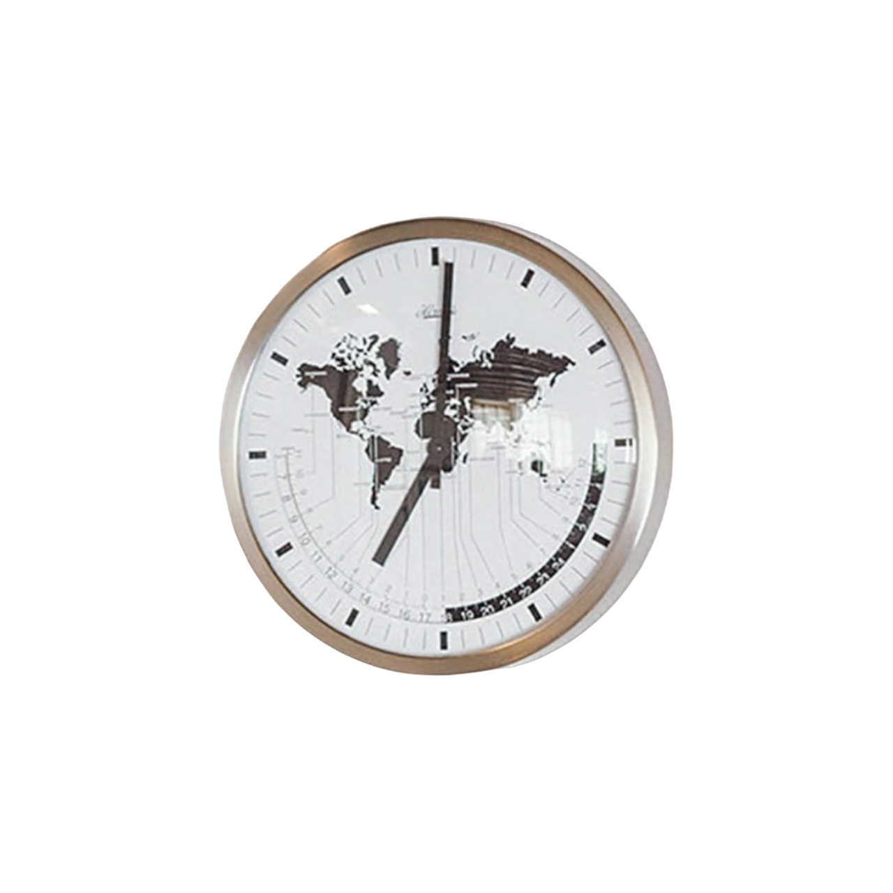 12" Silver & White Round World Time Wall Clock | Christmas Central