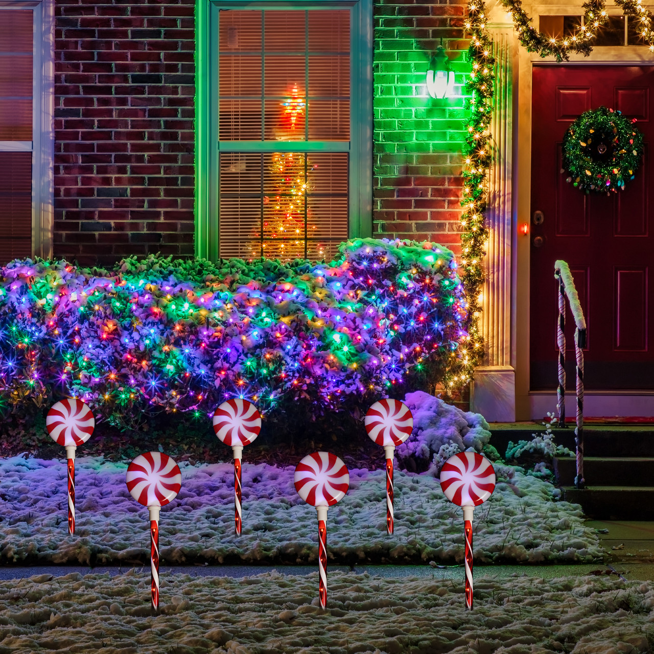 LED Lighted Peppermint Swirl Candy Christmas Pathway Markers - Warm ...