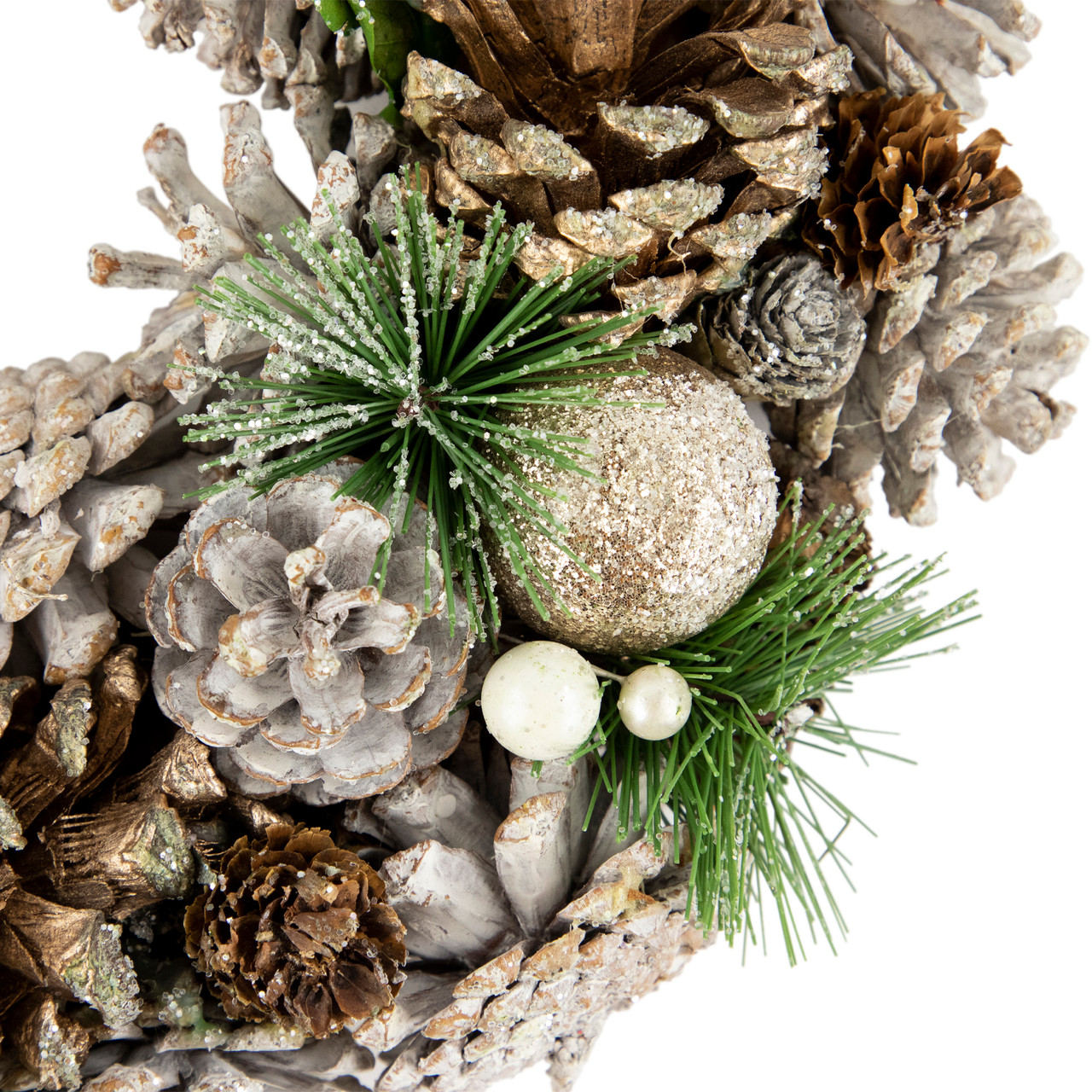 Green Pine Needle & Pinecone Artificial Christmas Wreath, 13.5-Inch ...