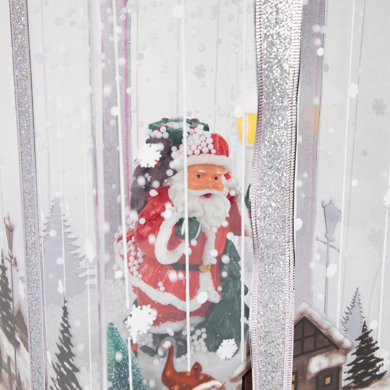 12" Lighted & Musical Santa Claus Snowing Gift Box Christmas Decoration ...
