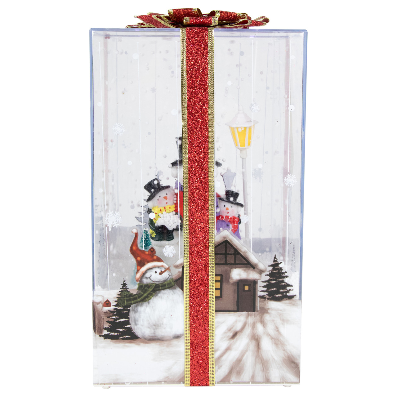 12" Lighted & Musical Snowman Family Snowing Gift Box Christmas ...