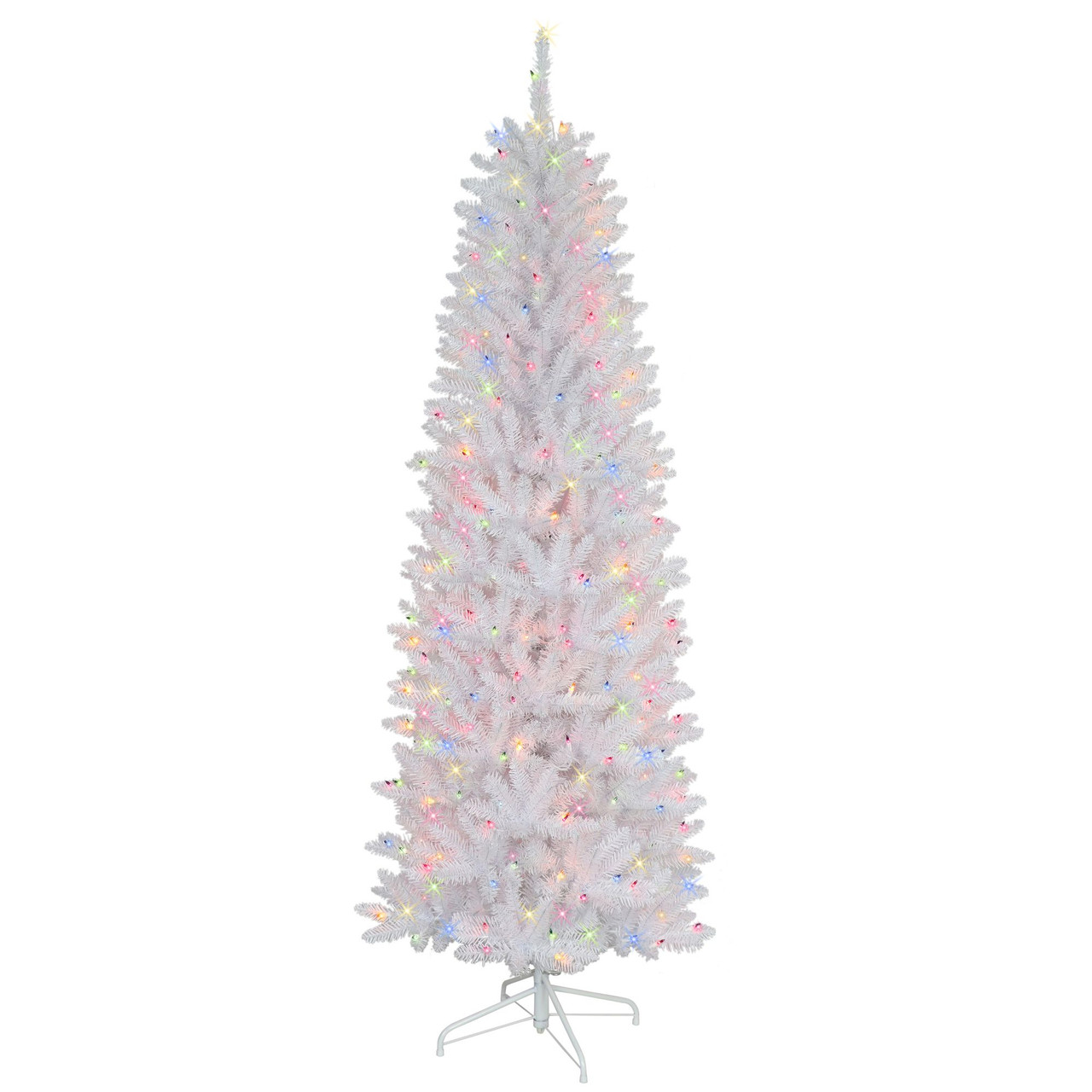 Pre-lit Slim White Artificial Fraser Fir Christmas Tree - 6.5’ - Multi ...