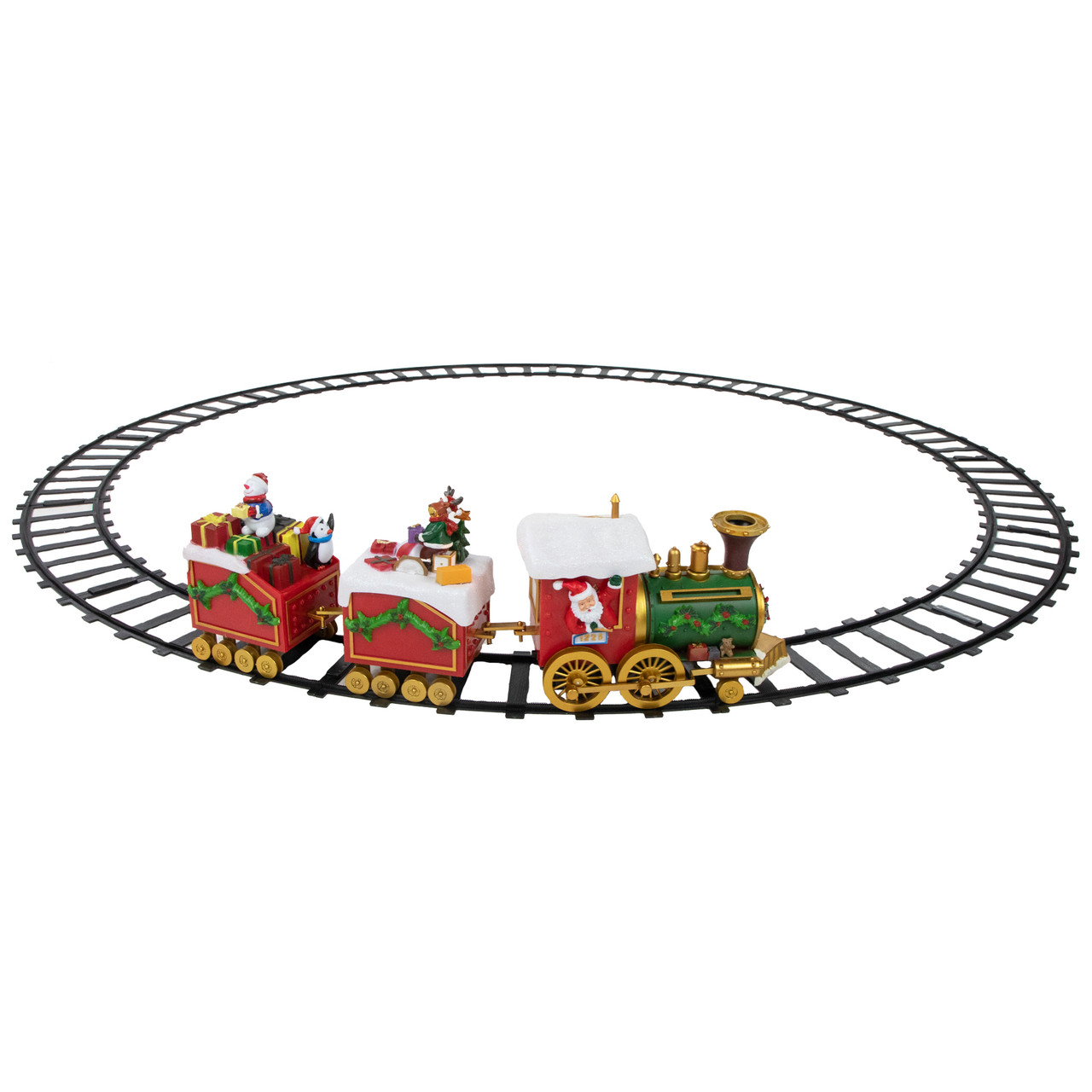 Red & Green LED Lighted Musical & Animated Christmas Train | Christmas ...