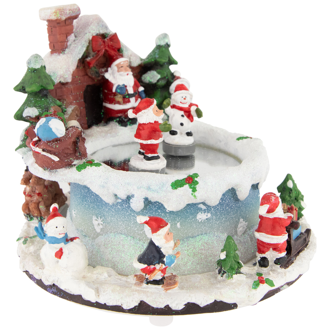 6" Animated & Musical Santa Claus Christmas Ice Skating Scene ...