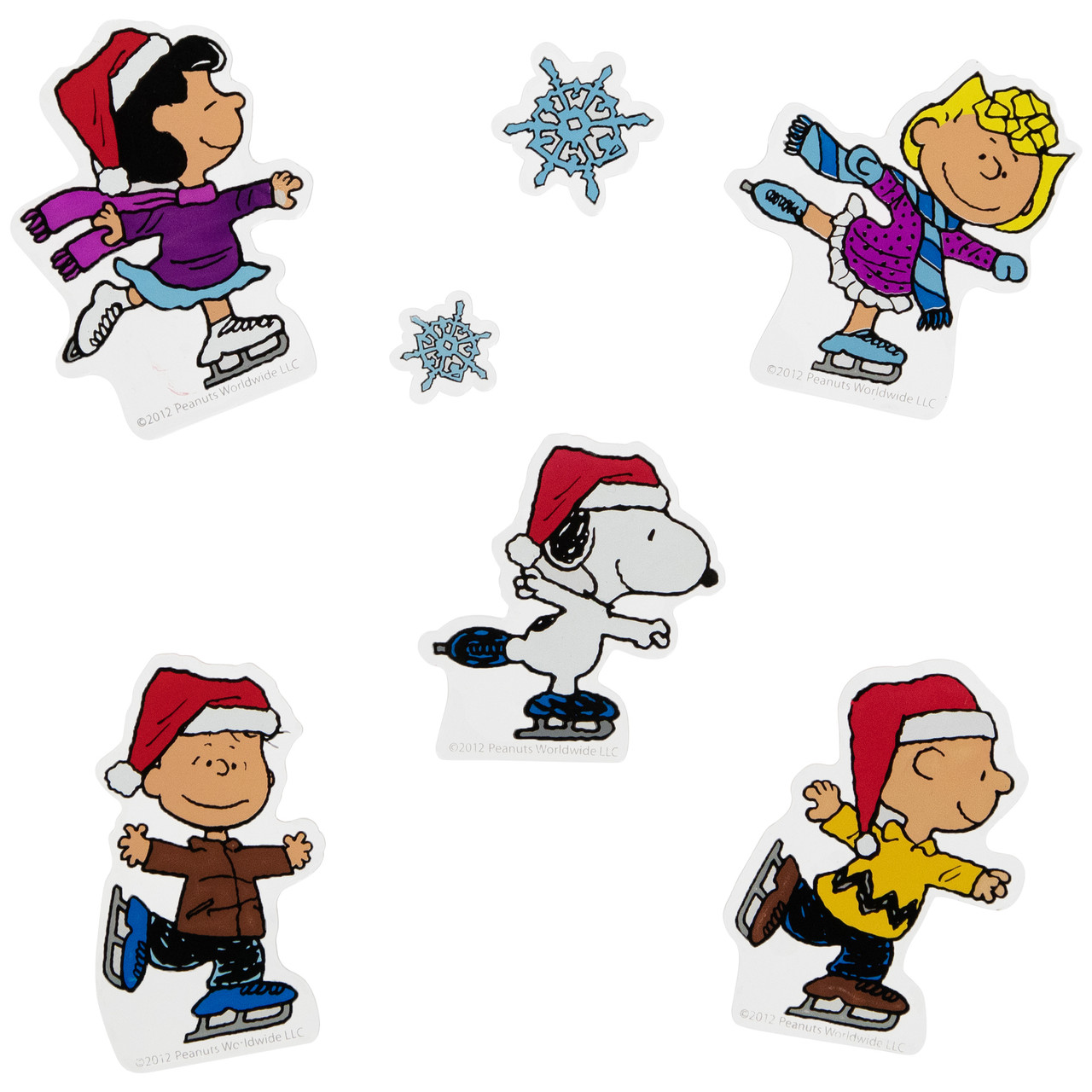 7-Piece Peanuts Characters Ice Skating Christmas Jelz Window Clings ...