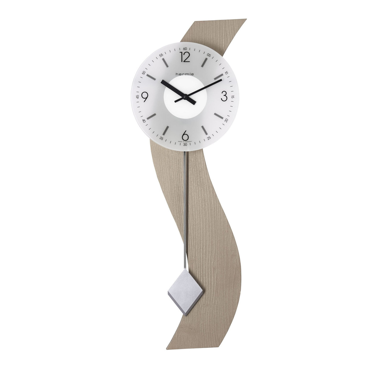 27.5" Tan & Silver Curved Pendulum Wall Clock | Christmas Central