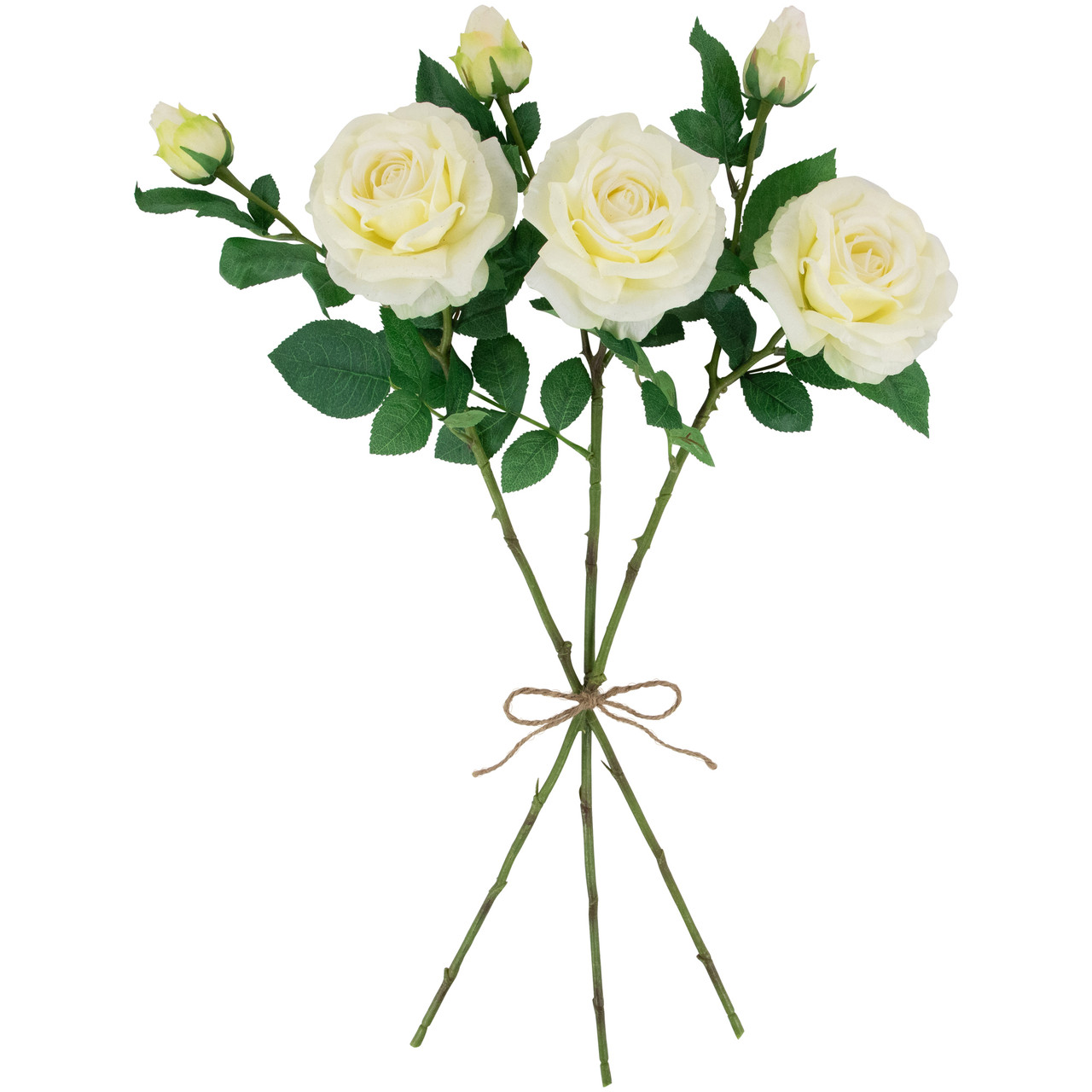Set of 6 White Real Touch Artificial Rose Stems, 26" | Christmas Central