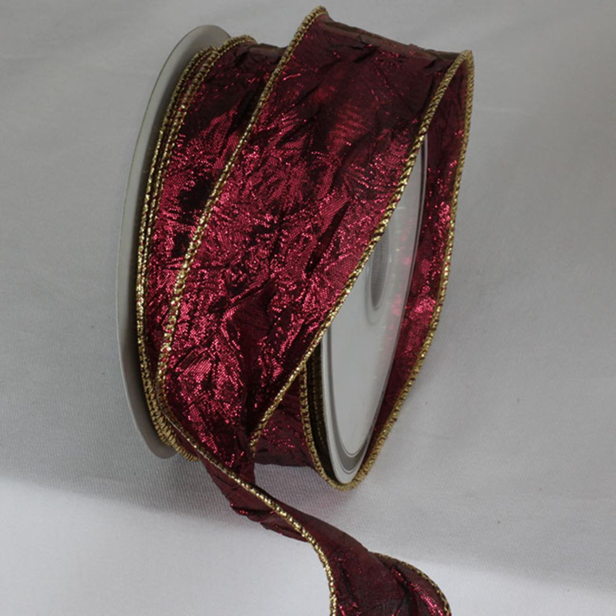 Wine Red & Gold Crinkled Wired Craft Ribbon 2" x 20 Yards | Christmas ...
