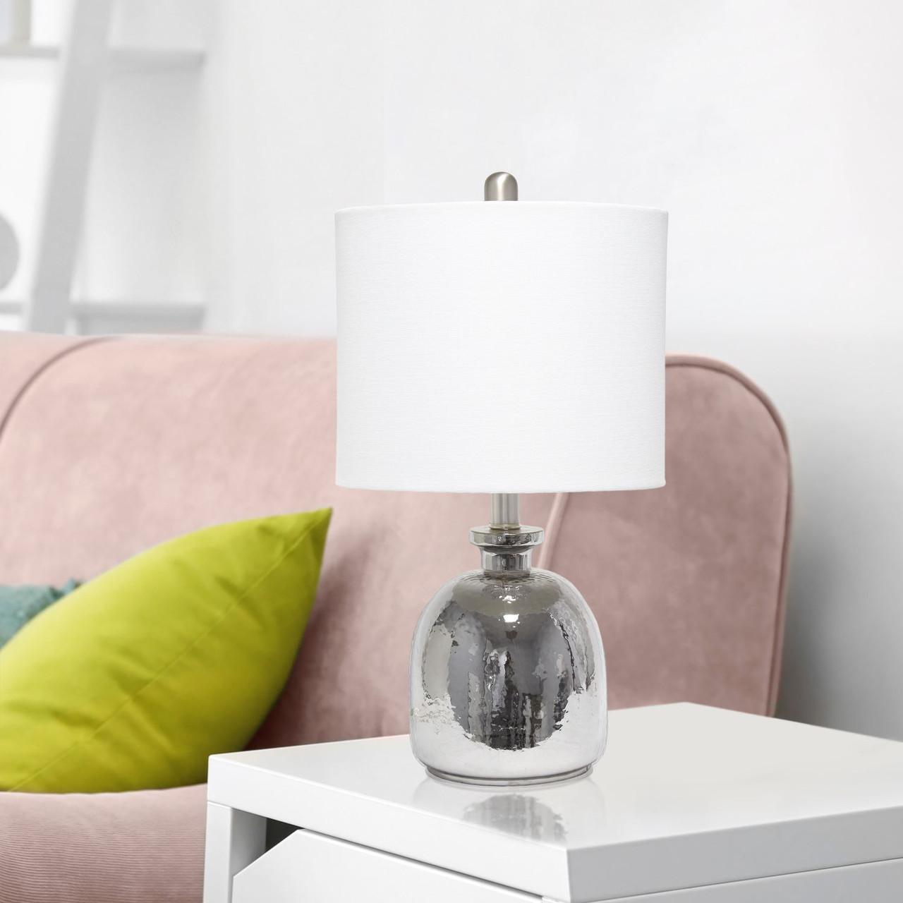 20" Metallic Gray Hammered Jar Table Lamp with White Shade | Christmas ...