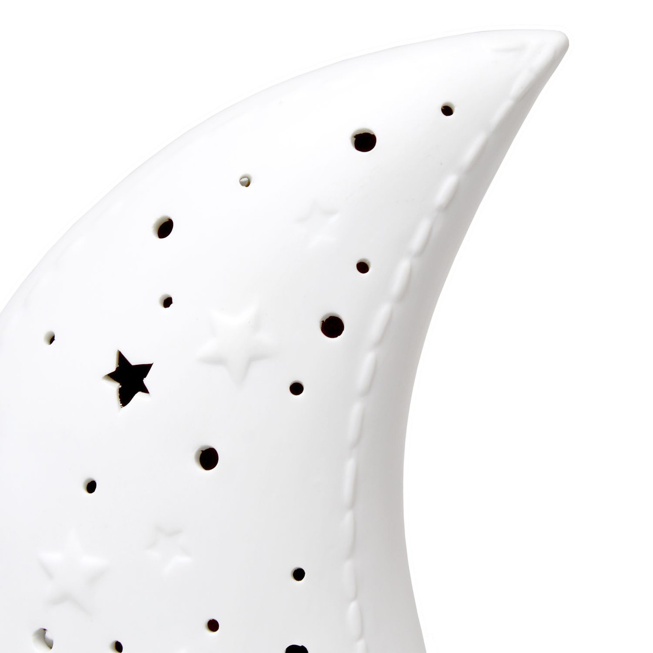 10" White Crescent Moon Porcelain Table Lamp | Christmas Central