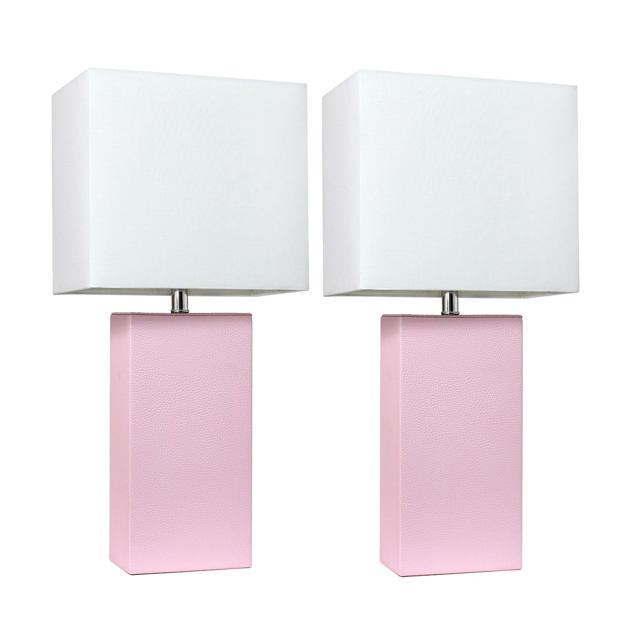 Set of 2 Blush Pink Table Lamps with White Shade | Christmas Central