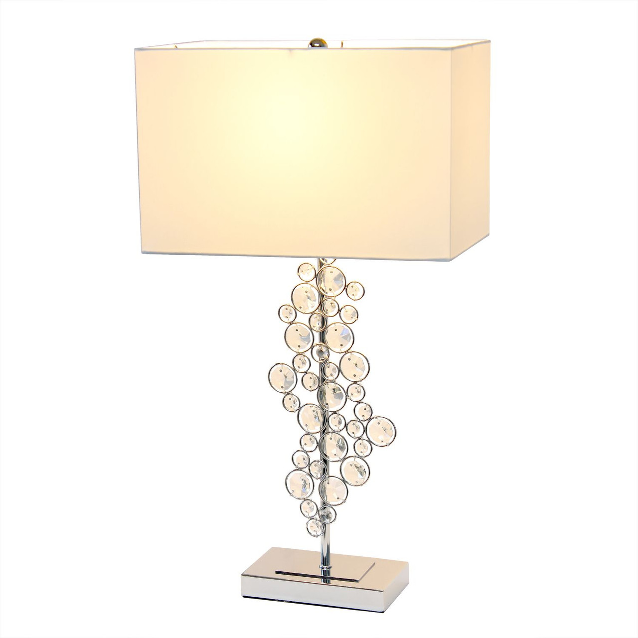 Crystal Accent Table Lamp with Rectangular Shade - 26.25" - White ...