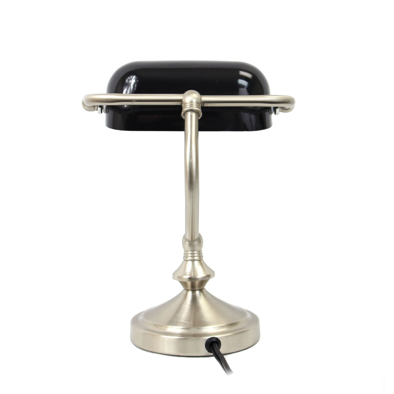 Mini Bankers Desk Lamp with Glass Shade - 10" - Silver & Black ...