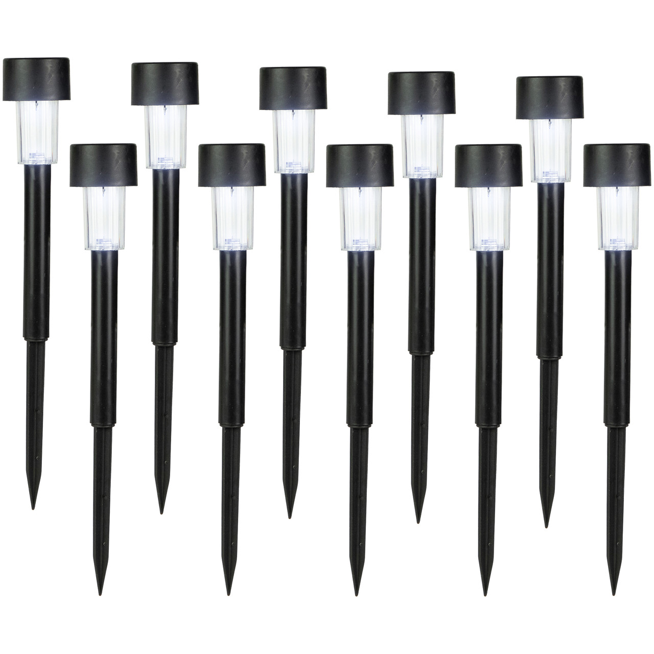 Set of 10 Black Solar Powered LED Pathway Markers, 12.25" | Christmas ...