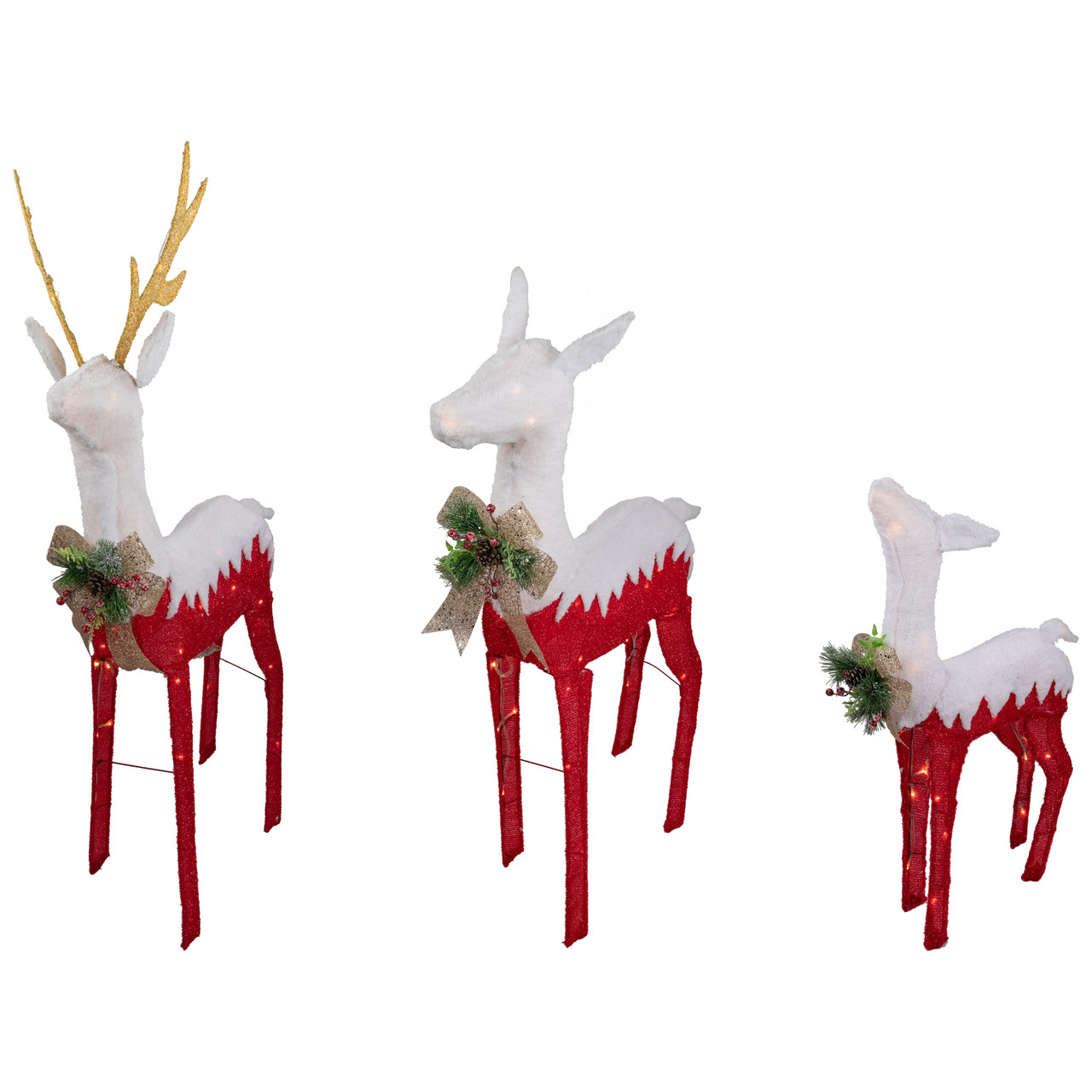 Set of 3 Lighted Red Reindeer Family Outdoor Christmas Decoration ...