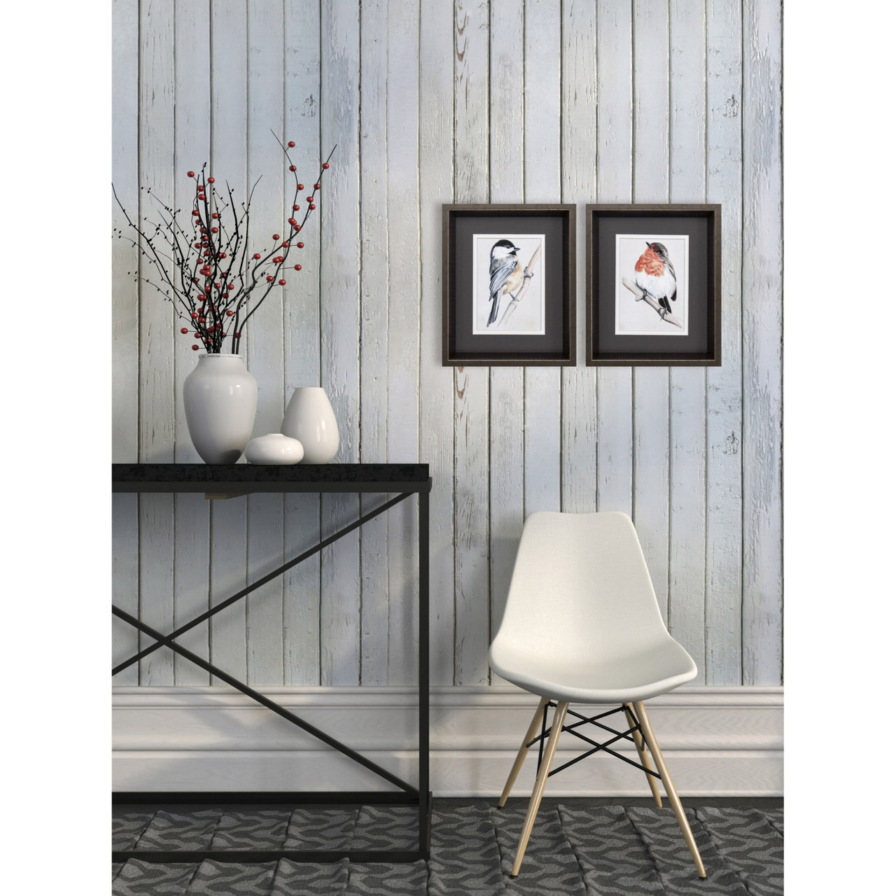 Set of 2 White & Blue Rectangle Wall Art Decor 12" x 10" | Christmas ...