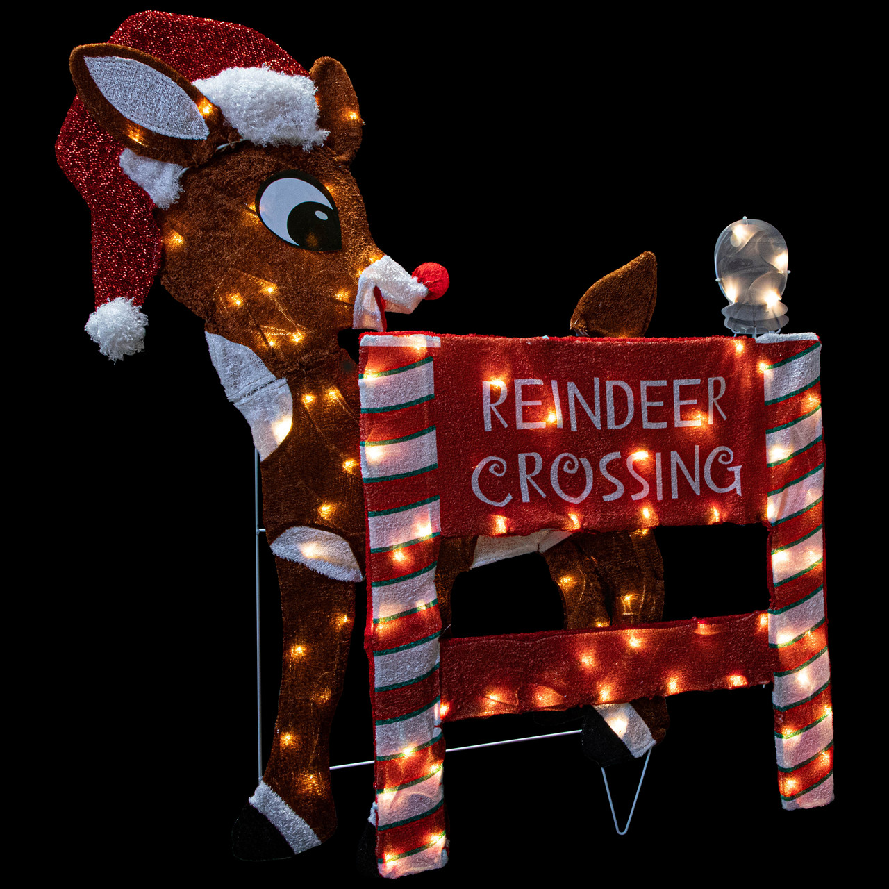 36" LED Lighted Rudolph Reindeer Crossing Outdoor Christmas Sign ...