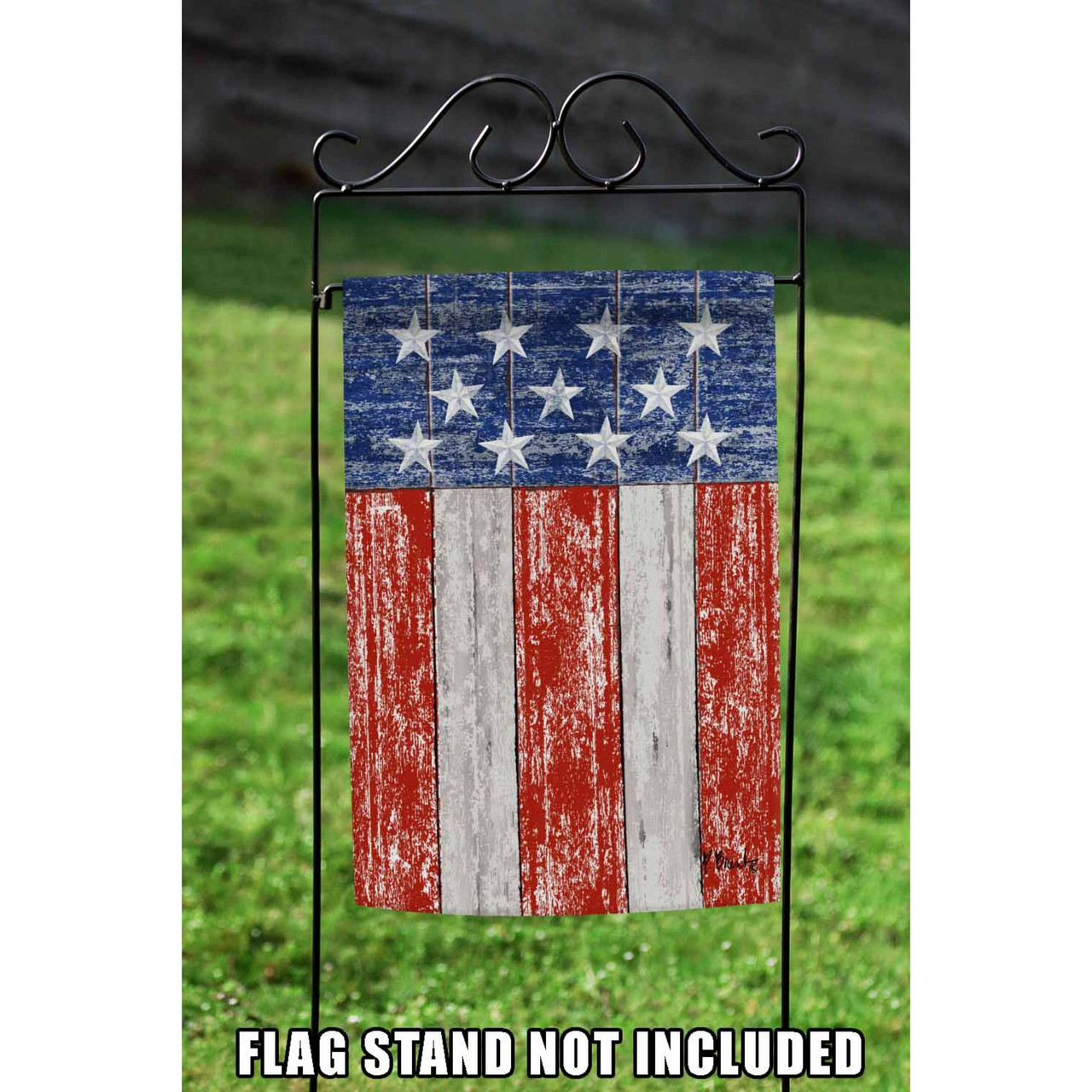Red & Blue Rustic Patriotic Outdoor Rectangular Mini Garden Flag 18" x ...