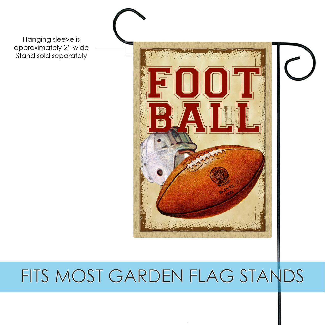 Beige & Red Vintage Football Outdoor Garden Flag 18" x 12.5 ...