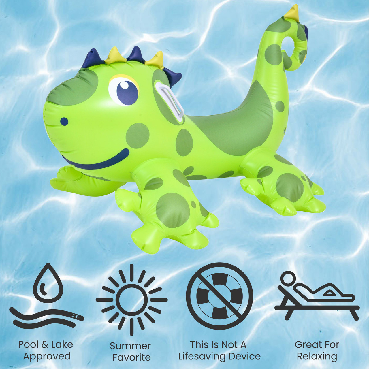 Inflatable Spotted Dinosaur Ride-On Pool Float - 46.5" - Green ...