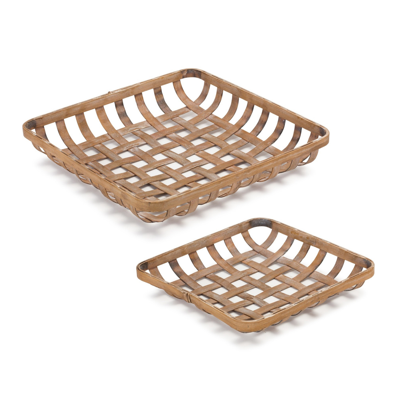 Set of 2 Bamboo Square Display Trays 17" | Christmas Central