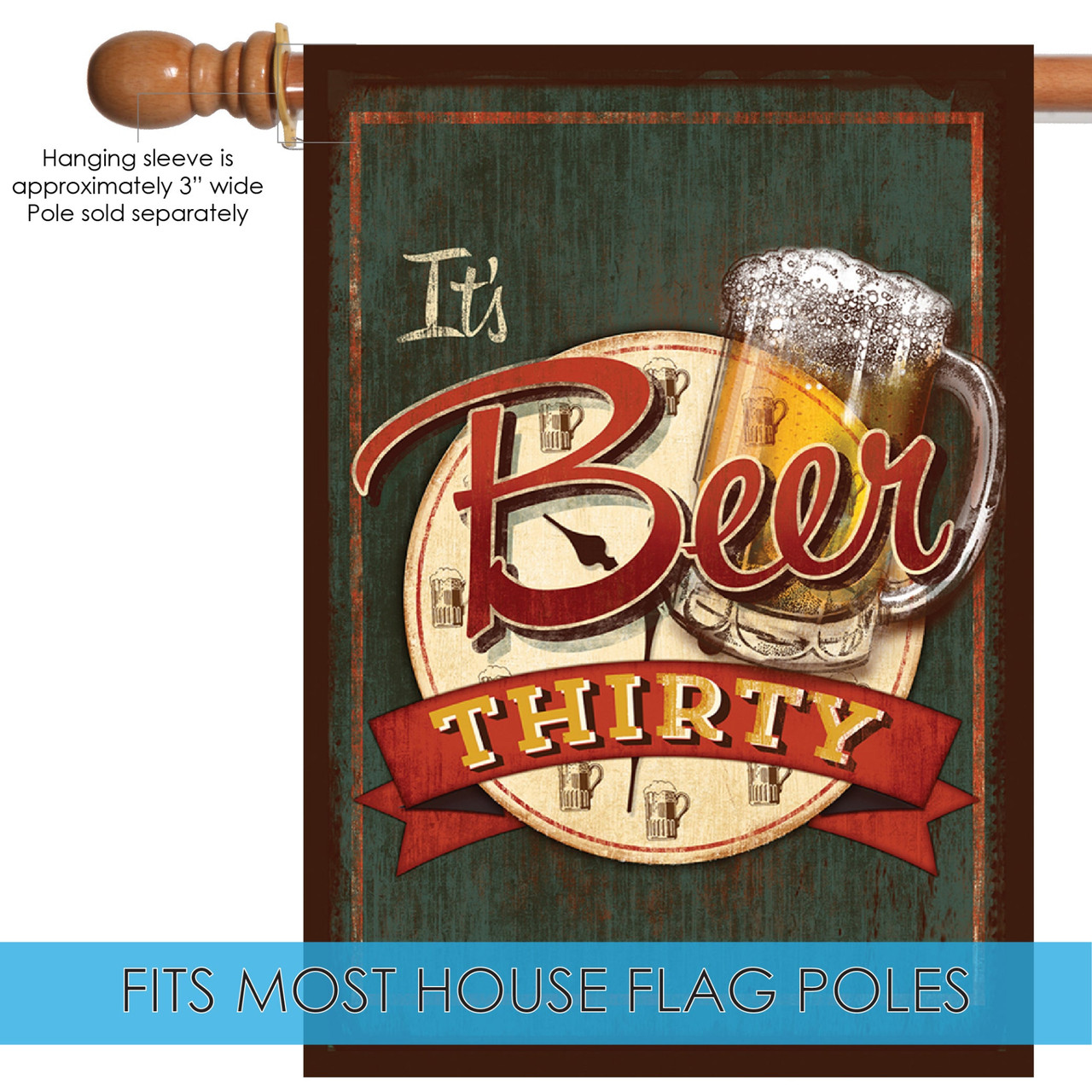 Rustic Beer Thirty Outdoor House Flag 40" x 28" | Christmas Central