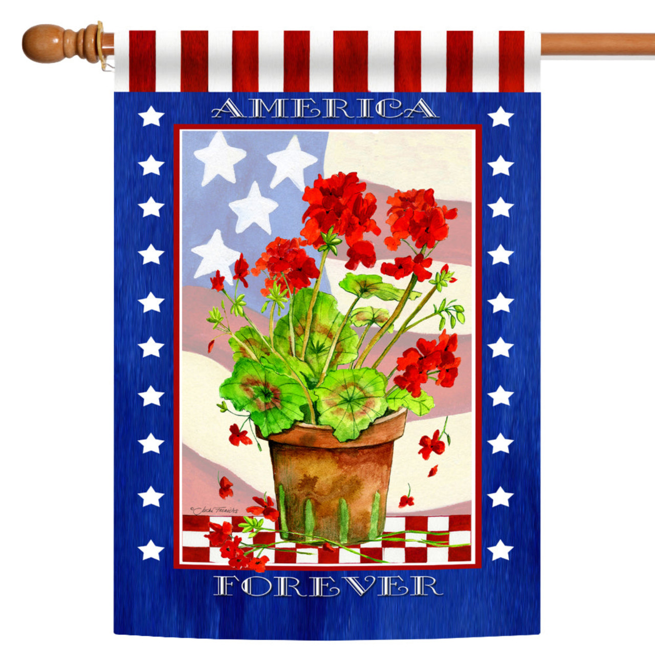 Patriotic Geranium "America Forever" Outdoor House Flag 40" x 28 ...