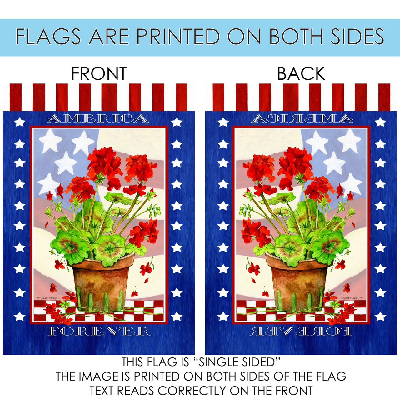 Patriotic Geranium "America Forever" Outdoor House Flag 40" x 28 ...
